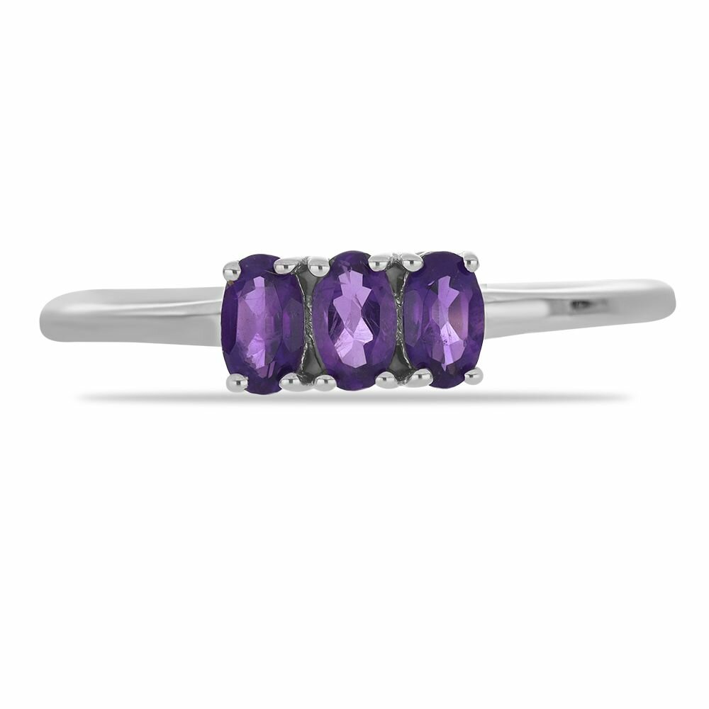 Кольцо дорожка, серебро, 925 проба, родирование, аметист