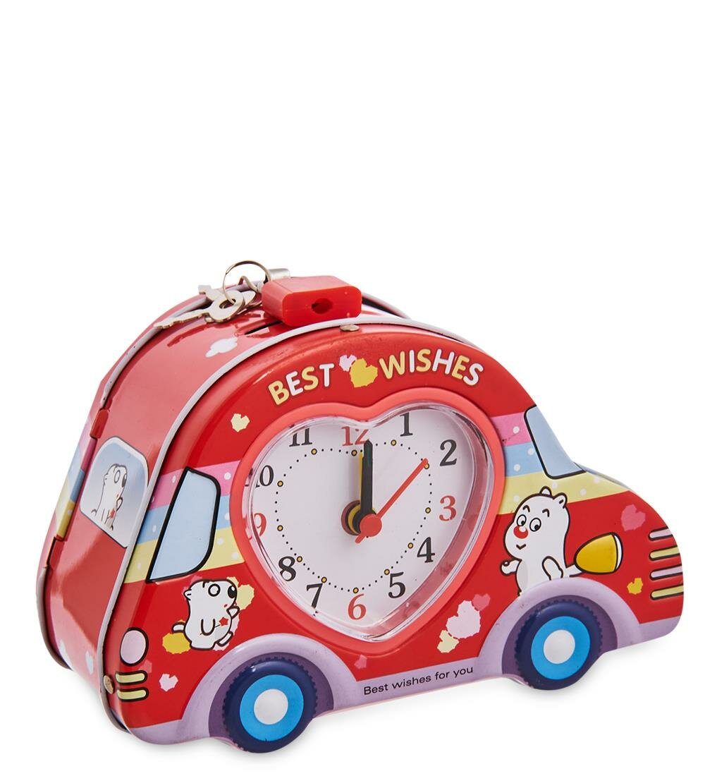 Металлическая копилка с часами Машина A2168765 разностор, Металл