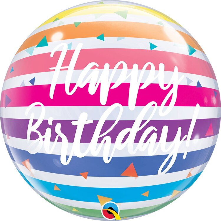 Воздушный шар bubble 22" радуга омбре полосы