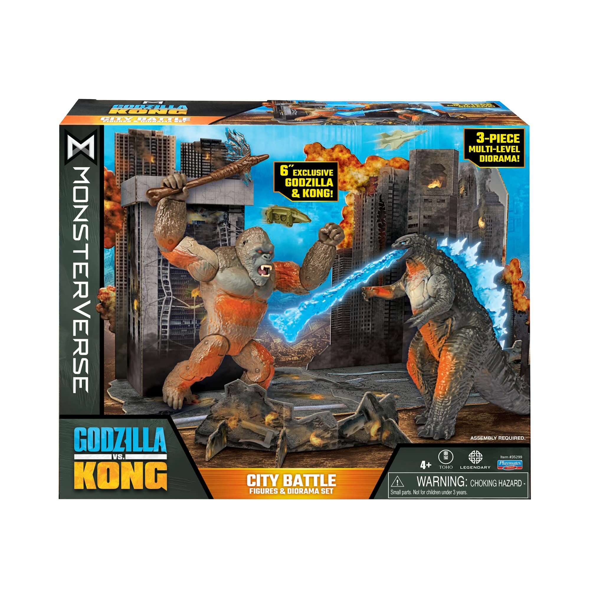 Playmates Toys Monsterverse Godzilla vs Kong City Battle /Набор фигурок для диорамы Битва за город Годзилла против Конга