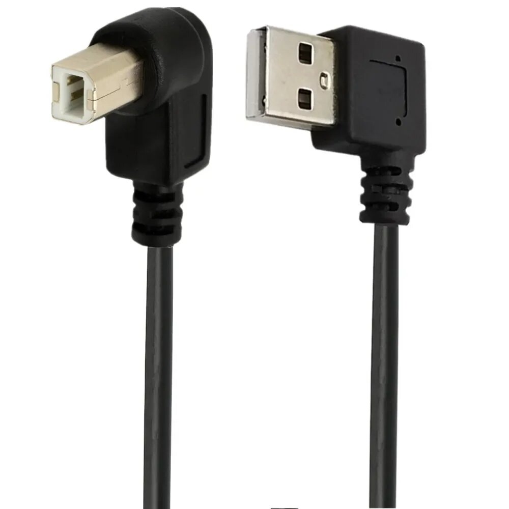 UXG Угловой кабель USB A - USB B 90 градусов 1.5 м 0.5m, USB Left-B Right