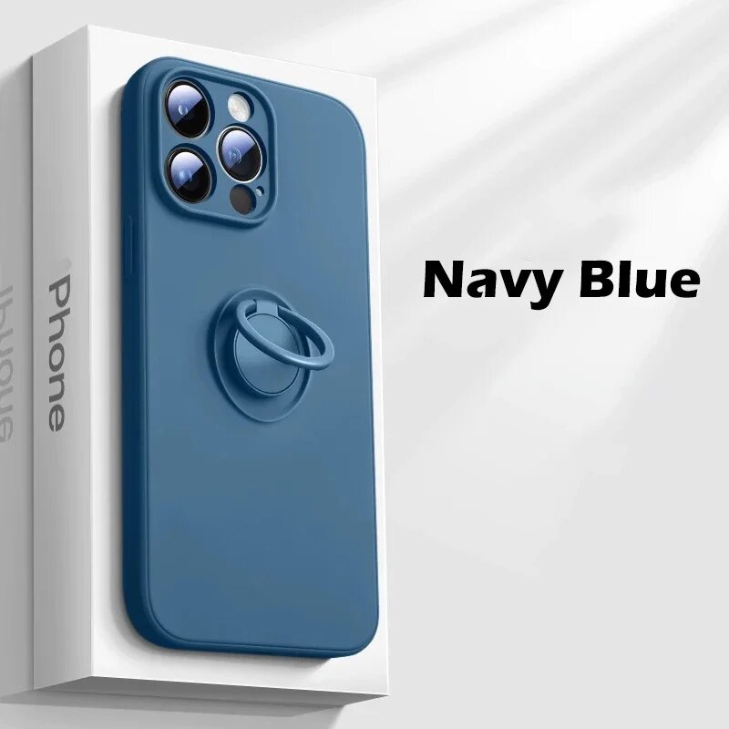 Чехол для iPhone 12 Mini, Navy Blue, Синий, с кольцом