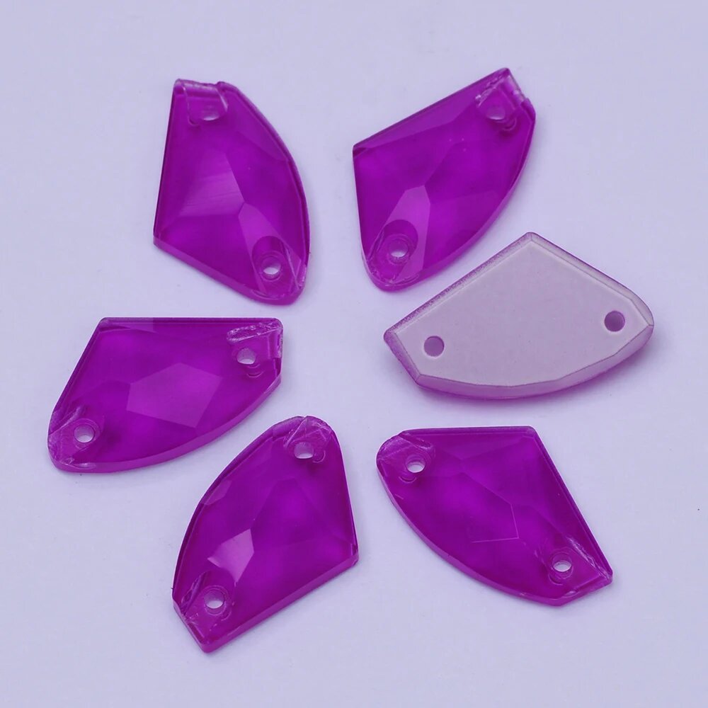 PUBRILEX неоновые стеклянные стразы галактической формы 9x14mm-24pcs, Electric Violet