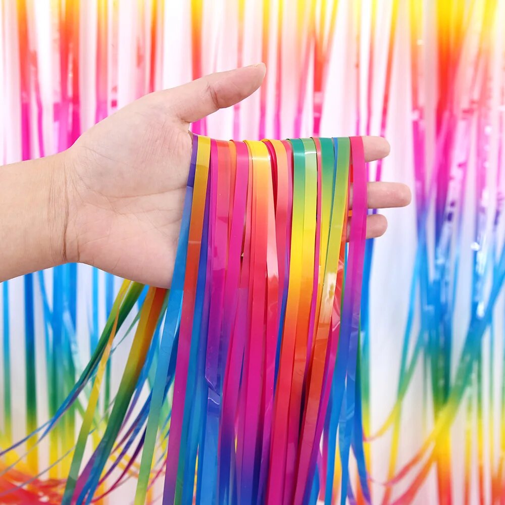 Радужная фольга с бахромой, цвет Rainbow 3