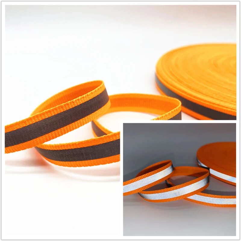 Серебряная светоотражающая лента для шитья 5 ярдов CyanRafts Orange