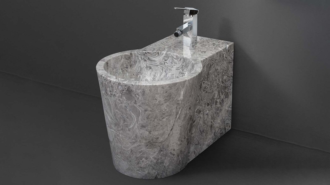 Биде Sheerdecor Rosa 053019191 из серого натурального камня мрамора