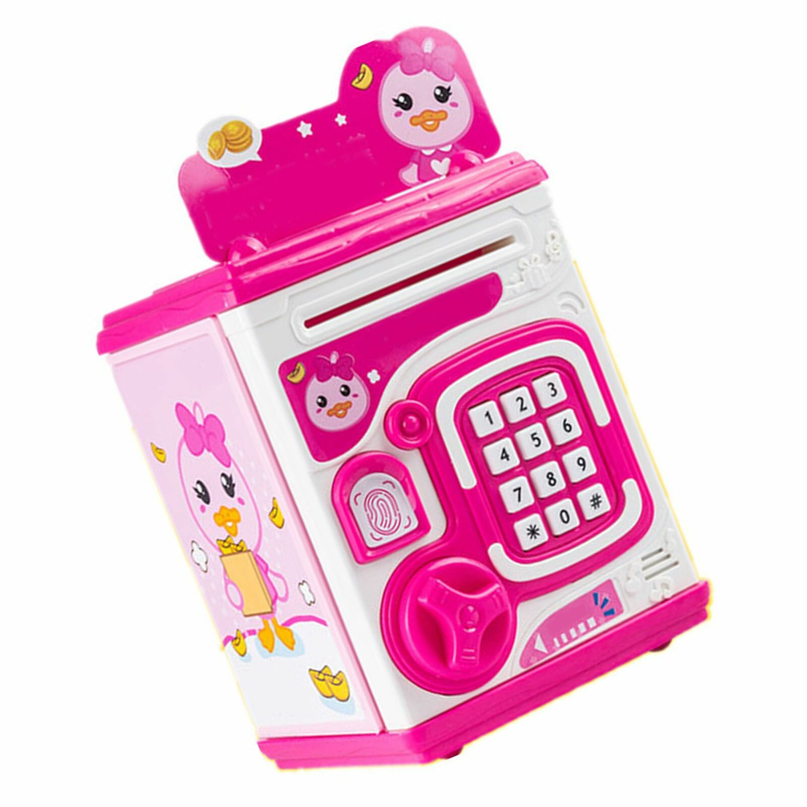 Копилка, голосовой пароль, отпечаток пальца, портативная коробка для экономии денег для детей, для домашних путешествий, розовый