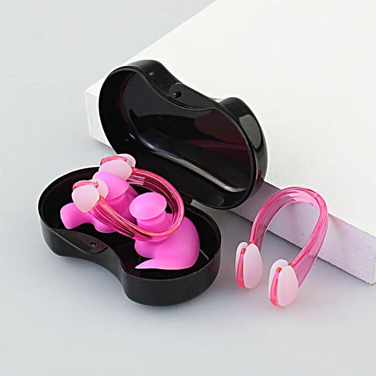 Розовый зажим для носа и беруши для плавания, style3 Pink Set Box