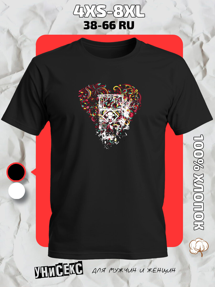 Футболка с принтом сердце и знак опасности