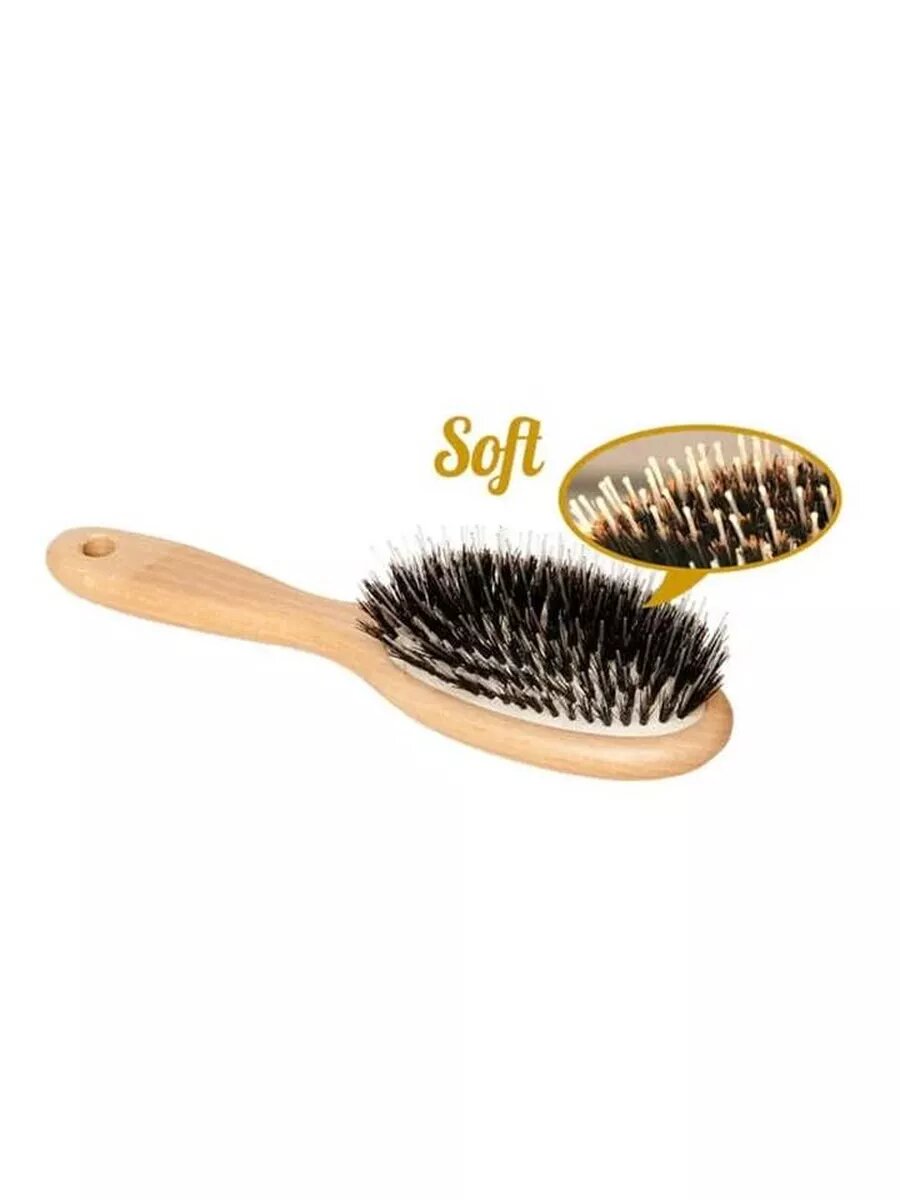 Щетка Hairshop, для нарощенных волос, двухуровневая щетина, силиконовая, бежевая