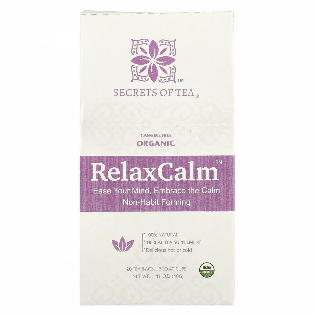 Secrets of Tea, RelaxCalm™, без кофеина, 20 чайных пакетиков, 41 г (1,47 унции)