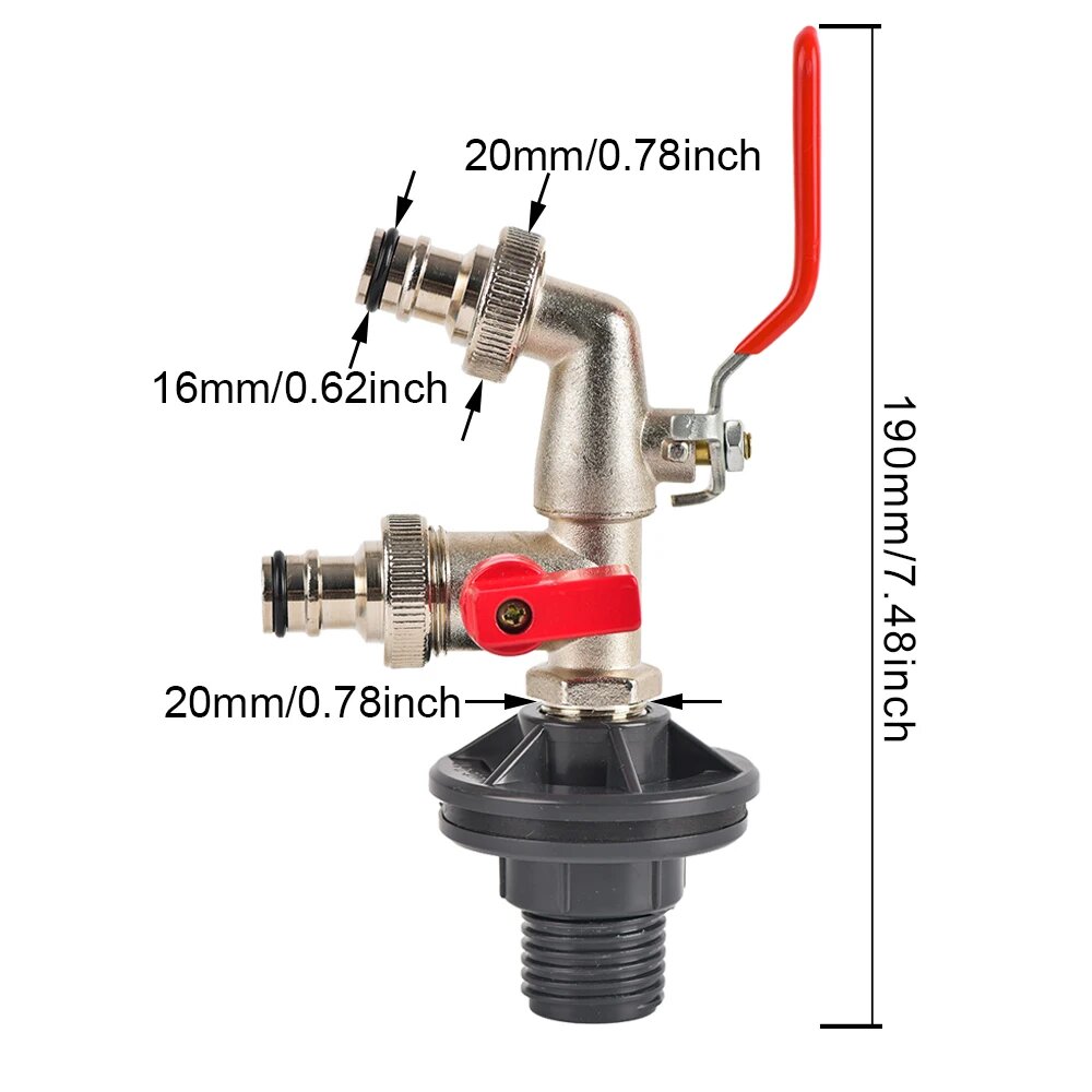 Комплект клапанов для дождевой бочки ПВХ 1/2 3/4 дюйма E