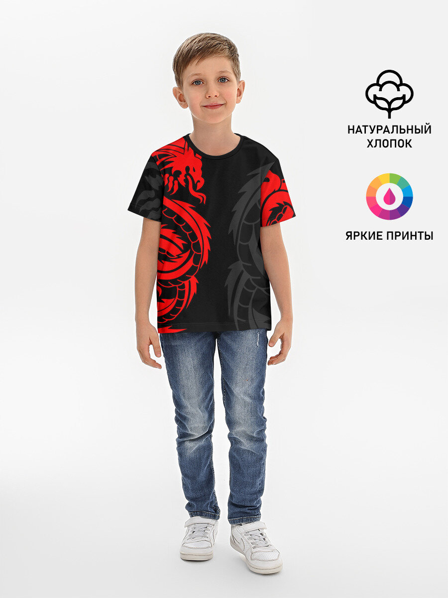 Футболка хлопковая детская КРАСНЫЙ ДРАКОН ТАТУ RED DRAGON