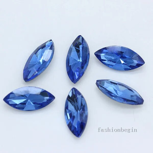 Стеклянные кристаллы "Конский глаз", 6-30 шт Синий, 4x15mm 20pcs, mid sapphire