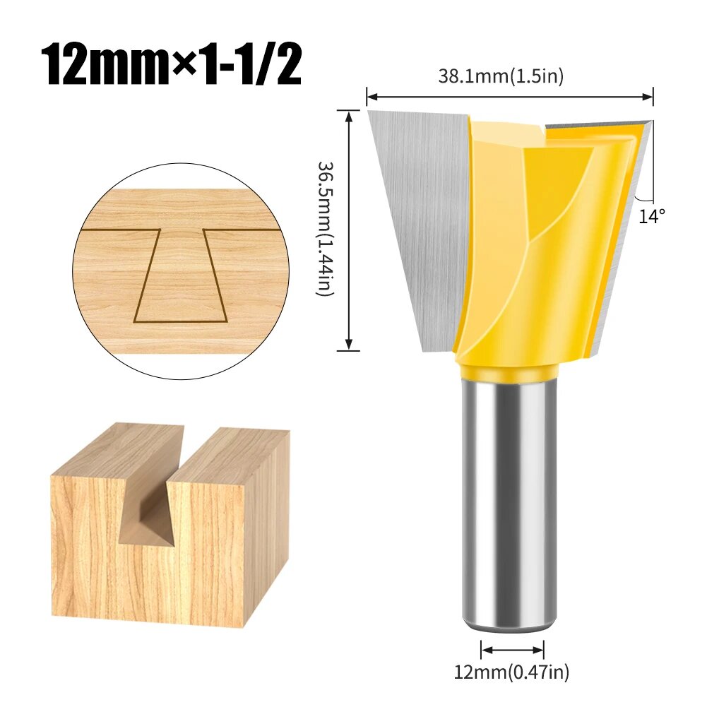 1 шт, 8 мм, 12 мм, хвостовик, набор фрез «ласточкин хвост», 14 градусов, деревообрабатывающий гравировальный фрезерный станок для дерева