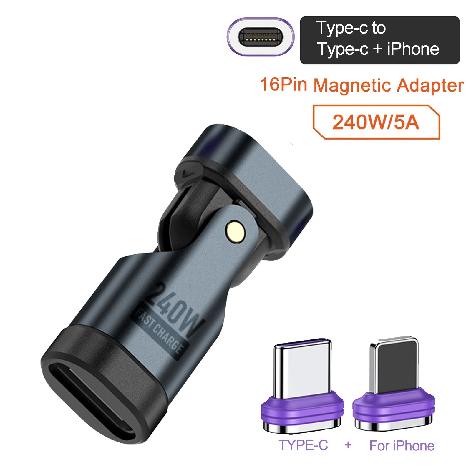 AUFU 240W Магнитный адаптер Type-C к iPhone 16pin