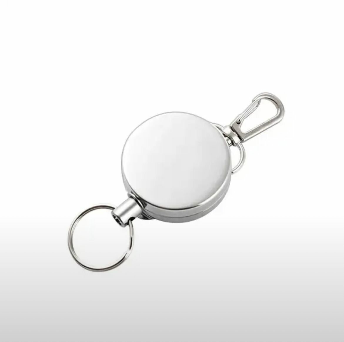 Металлический Ретрактор с карабином для ключей и прочих предметов 66 см, / Выдвижной Держатель-рулетка / Ретривер для бейджа (бейджика) и пропуска