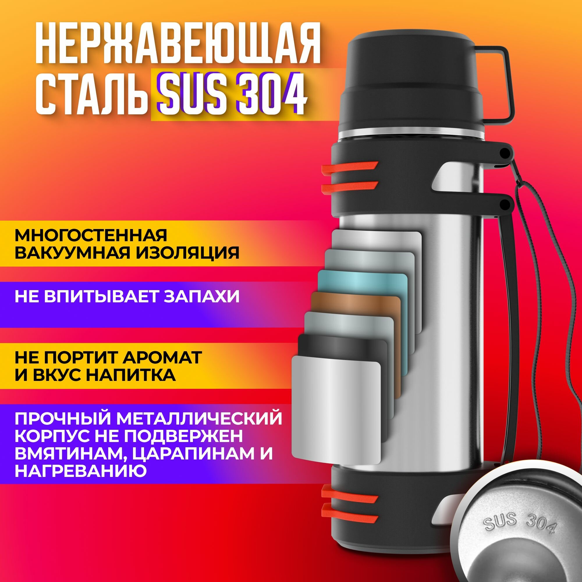 Термос 2 литра для чая и кофе