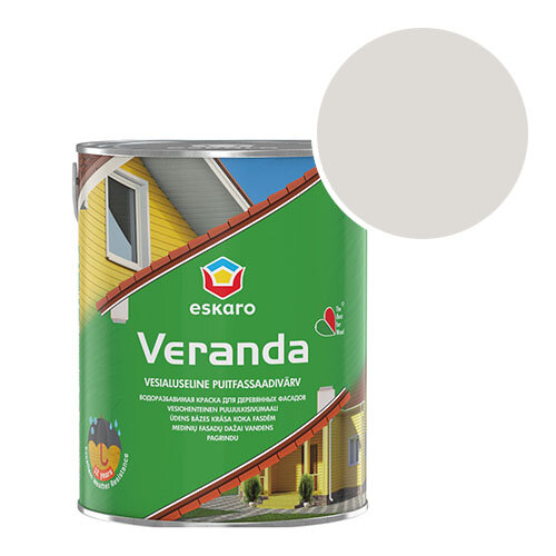Краска фасадная по дереву Eskaro Veranda масляно-акриловая RAL 9002 (Серо-белый - Grey white) 0,95 л
