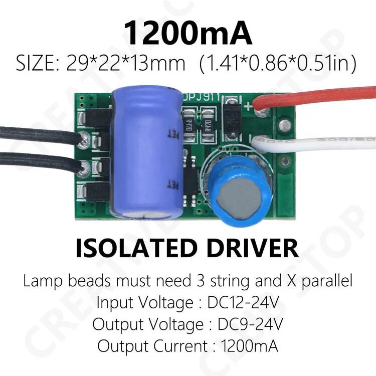 Изолированный драйвер LED 1200mA DC9-24V