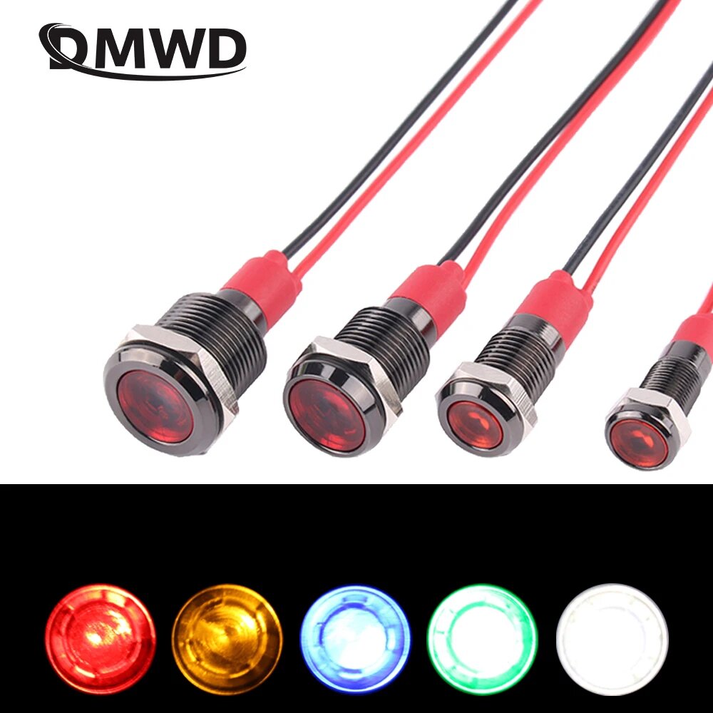 Водонепроницаемый светодиодный индикатор DMWD 6/8/10/12 мм 1 pc, 12mm, зеленый, 3-6V