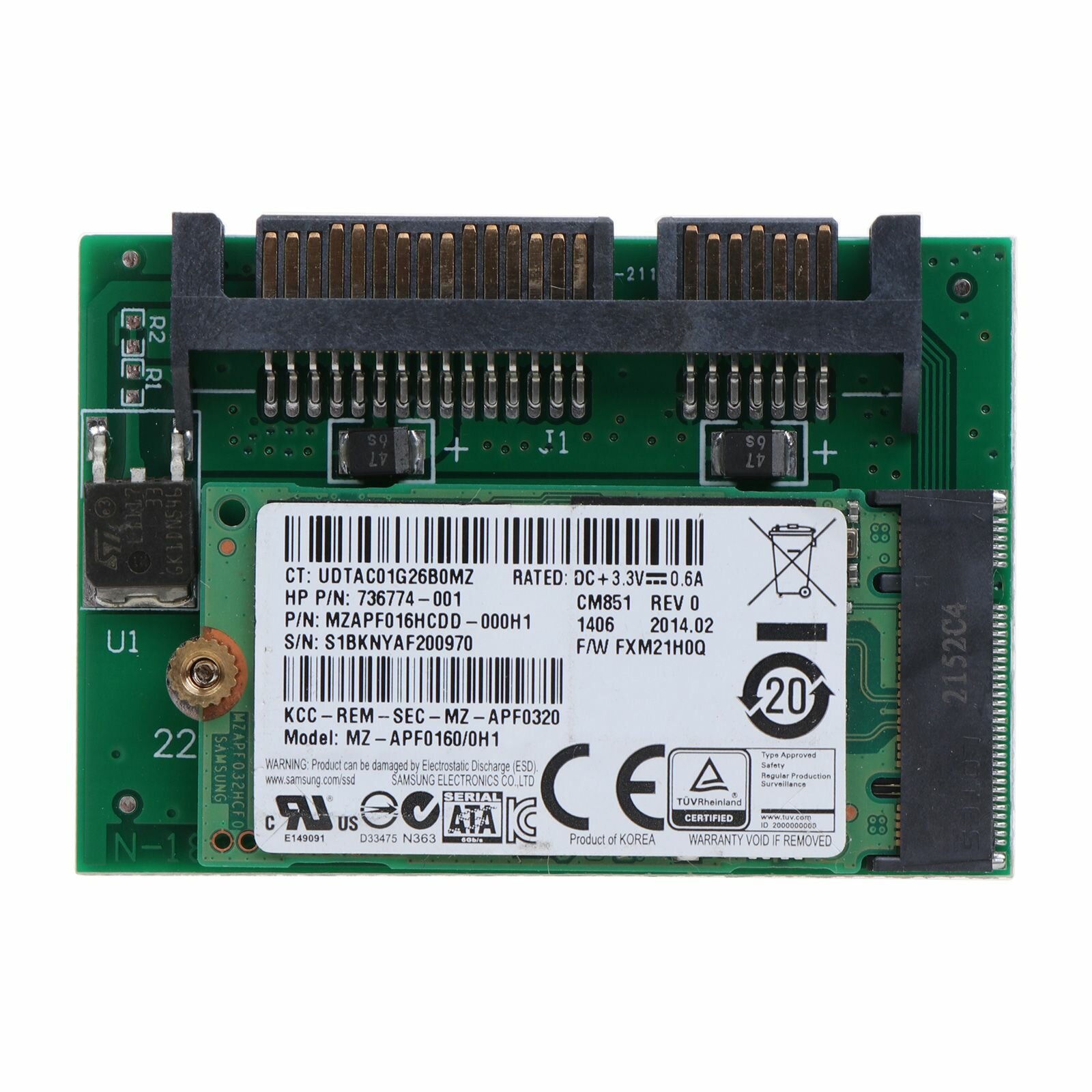 Конвертер mSATA в 2,5" SSD-накопитель MyPads, не требуется драйвер