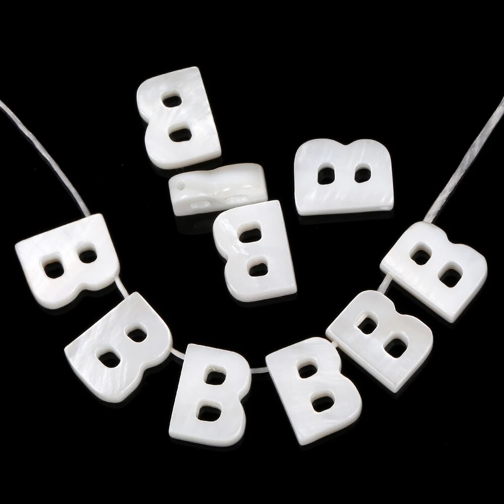 Натуральные белые бусины с буквами Fascinante Viento Белый, 5pcs, B