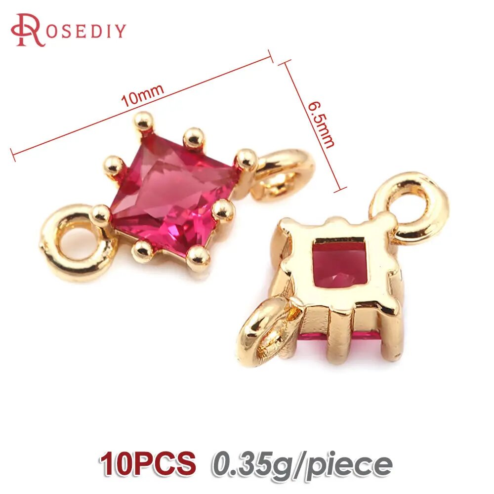 Подвески Rosediy латунь и циркон 18-каратного золота 10 шт. 48851-Magenta