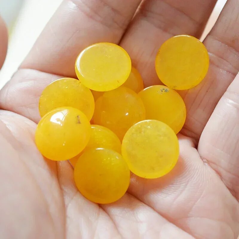 Кабошон бусины из лазурита и агата 5 шт. Желтый, 16mm 5pcs