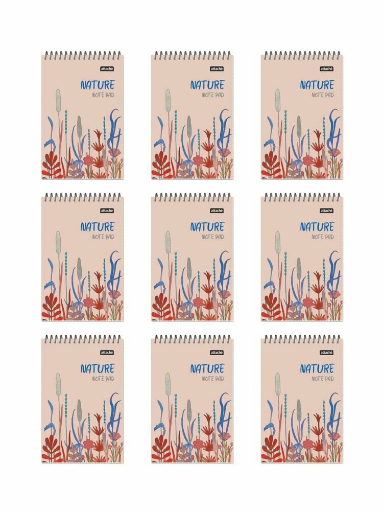 Attache Блокнот Nature Beige flowers А5, 60 листов, 9 шт