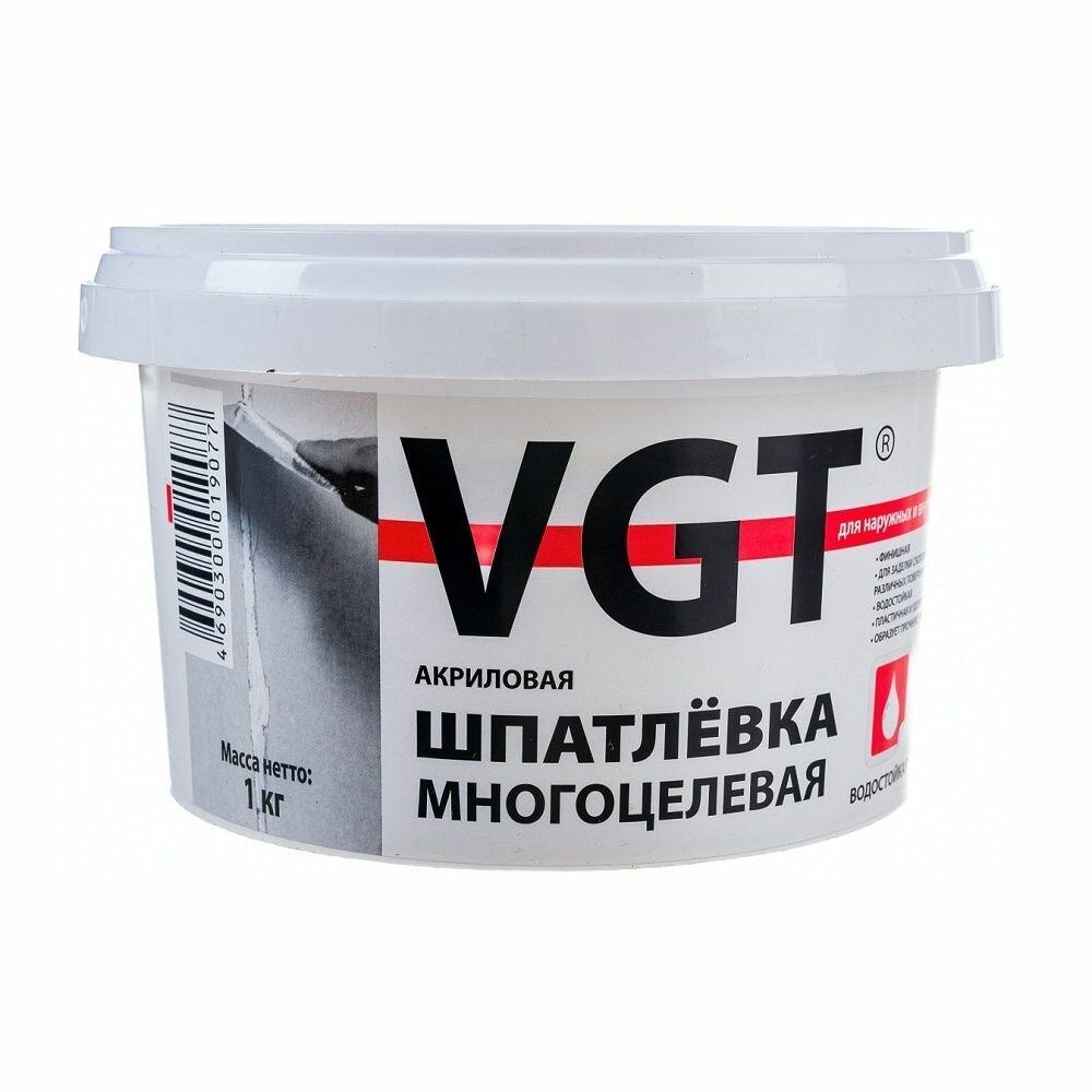 Шпатлевка акриловая многоцелевая для наружных и внутренних работ VGT (1кг)