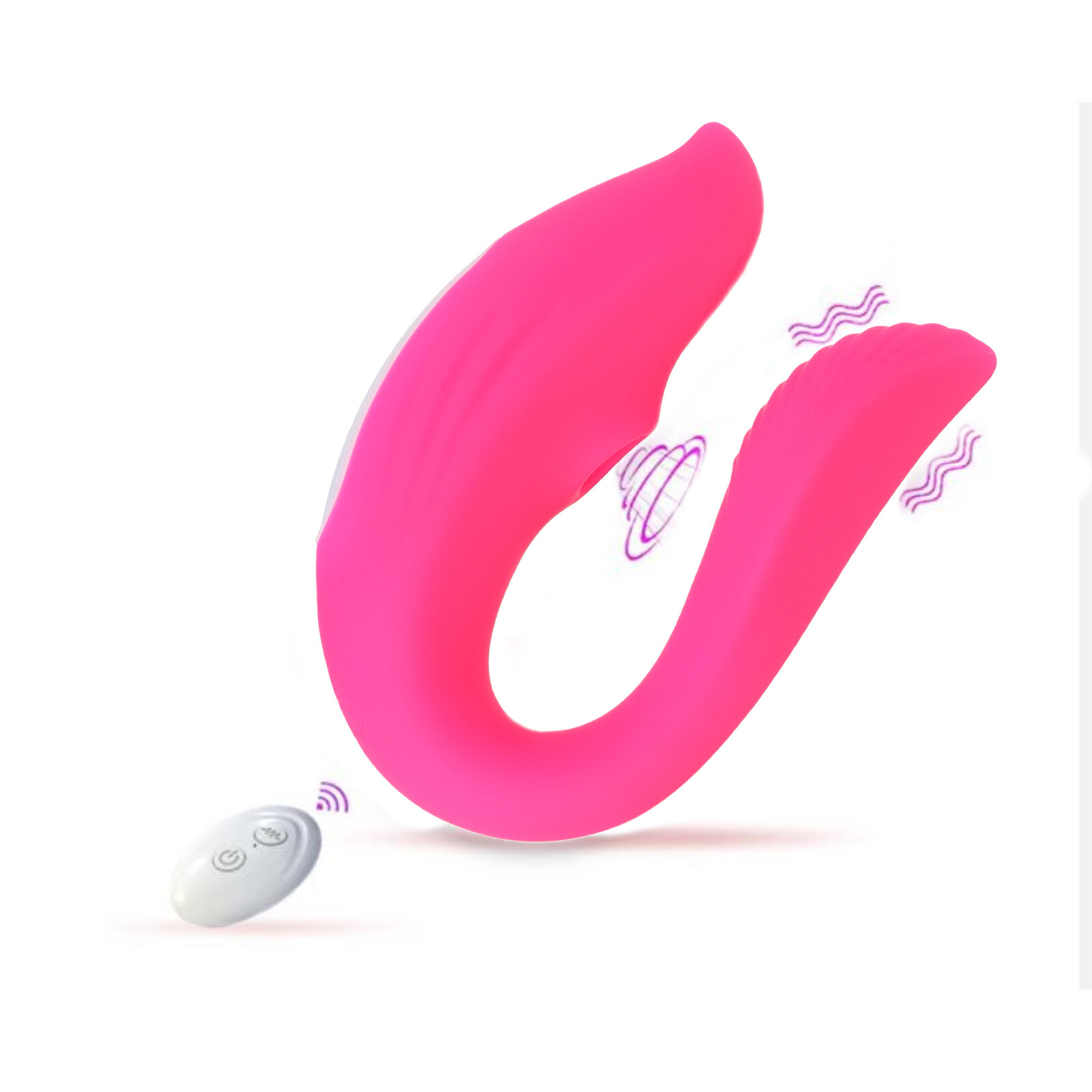 Вибратор для пар, с вакуумно-волновой стимуляцией клитора, ПДУ, USB, 10 режимов, розовый