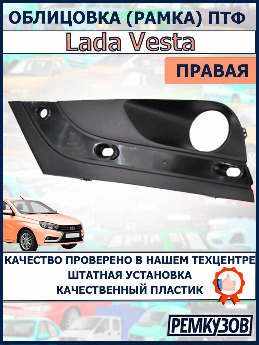 Облицовка (рамка) противотуманных фар ПТФ в передний бампер правая Лада Веста (Lada Vesta)