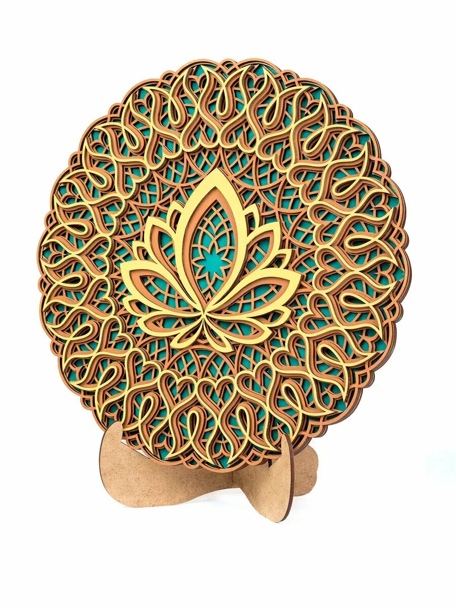 Картина по номерам деревянные пазлы мандала раскраска Лотос