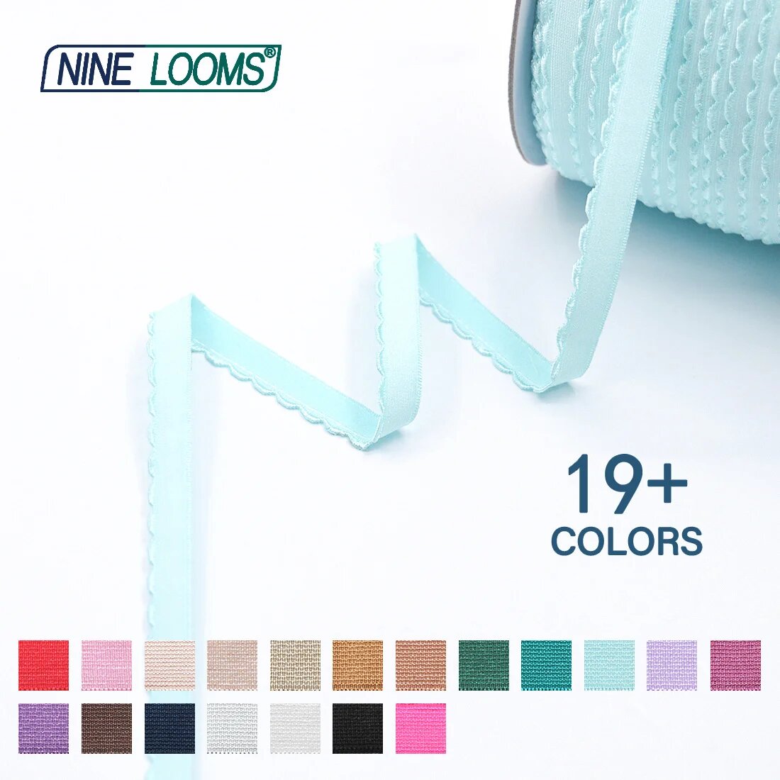 Резинки для бюстгальтеров NINE LOOMS Голубой, 10mm, Blue Topaz, 10 Yards