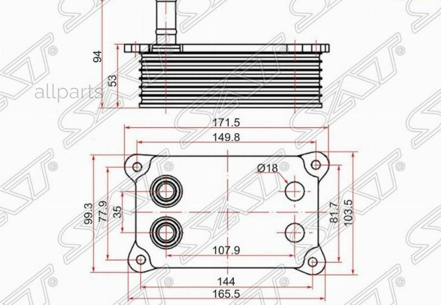 SAT ST-1477141 Радиатор масляный Ford Mondeo 00-07 / Jaguar X-Type 01-07