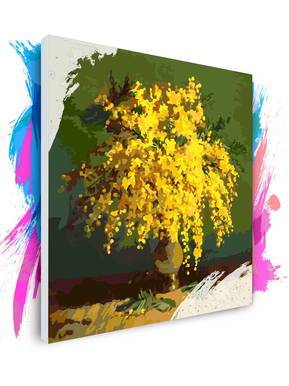 Картина по номерам на холсте Мимоза маслом, 100 х 100 см