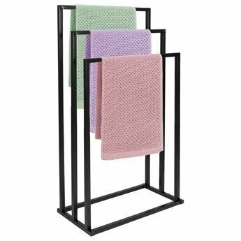 Стойка полотенцедержатель 1000 450 200 черный в стиле Лофт металлический напольный каркасный тройной.
