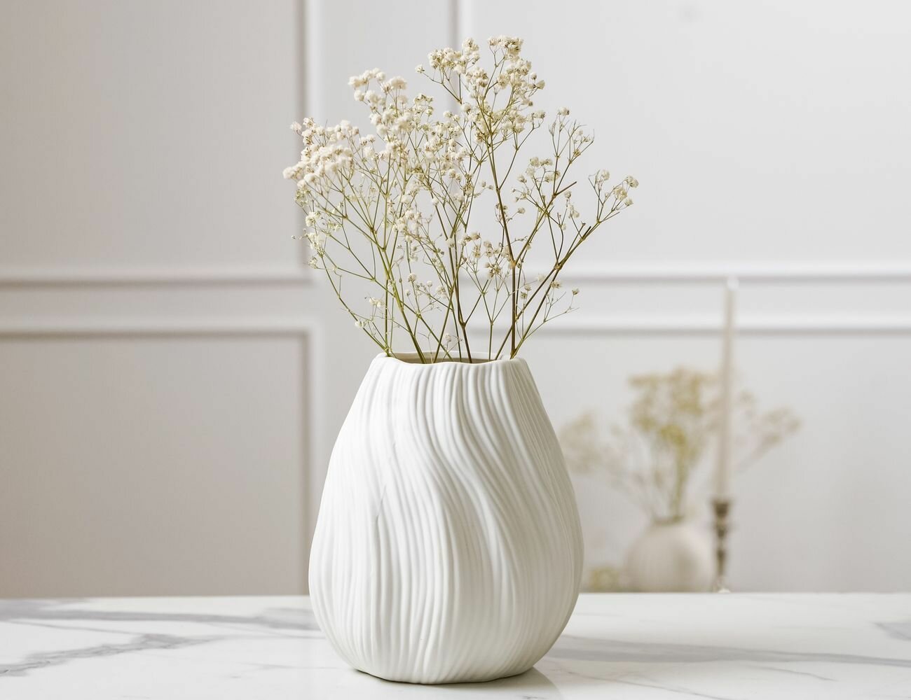 Декоративная ваза волютэ, фарфор, белая, 19х15 см, Koopman International APF646650