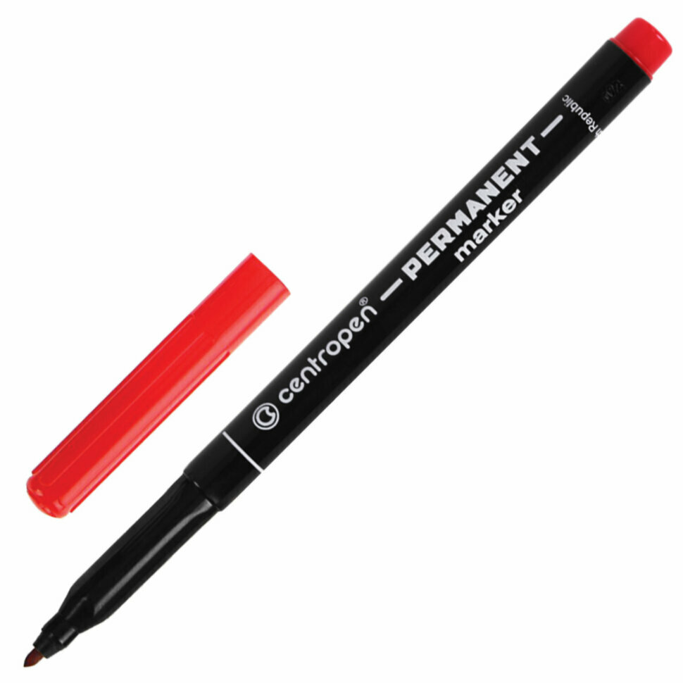 Маркер перманентный CENTROPEN 2536, красный, тонкий наконечник, 1 мм, трехгранная зона захвата, 6 2536 0104, 151122
