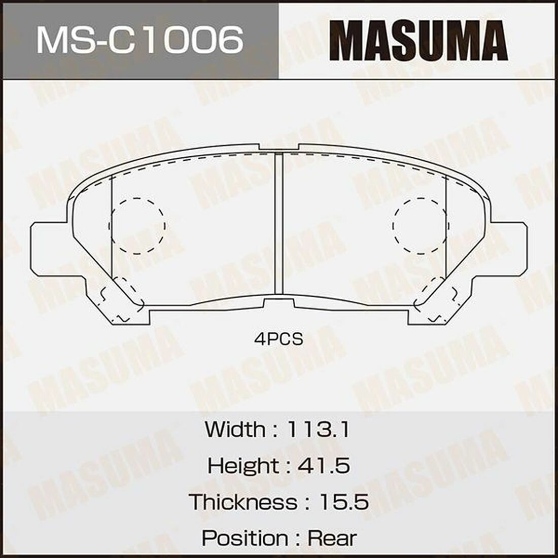 Колодки тормозные дисковые Masuma MS-C1006 1шт.