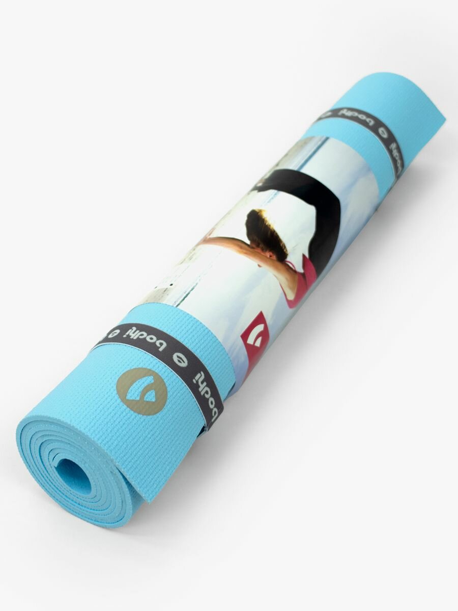 Rishikesh Premium 185 х 60 х 0,45 см, лазурный коврик для йоги и фитнеса Ришикеш Премиум, прочный и нескользящий из Германии, Bodhi Бодхи