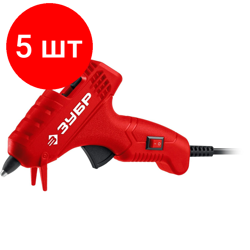 Комплект 5 штук, Пистолет клеевой ЗУБР Мастер 7, 25Вт, 7мм (06851-7)