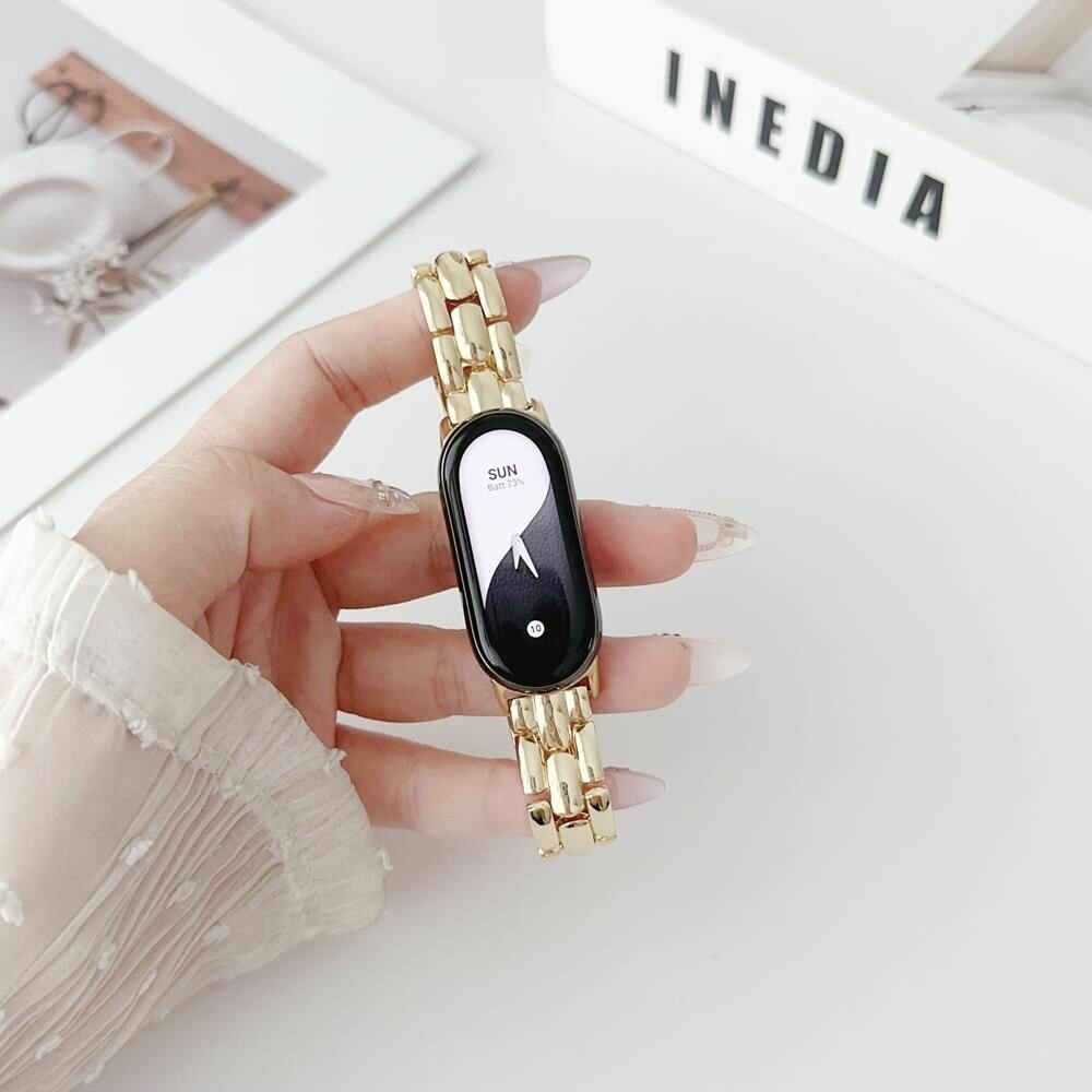 Ремешок Для Женских Часов Из Нержавеющей Стали С Узором В Виде Н-образной Цепочки, Совместимость С Xiaomi Mi Band 8