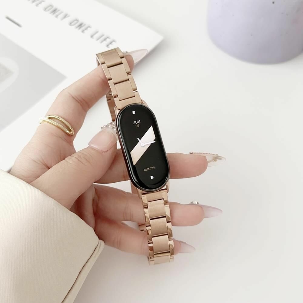 Трехзернистый Ремешок Для Женских Часов Из Нержавеющей Стали, Совместимость С Xiaomi Mi Band 8