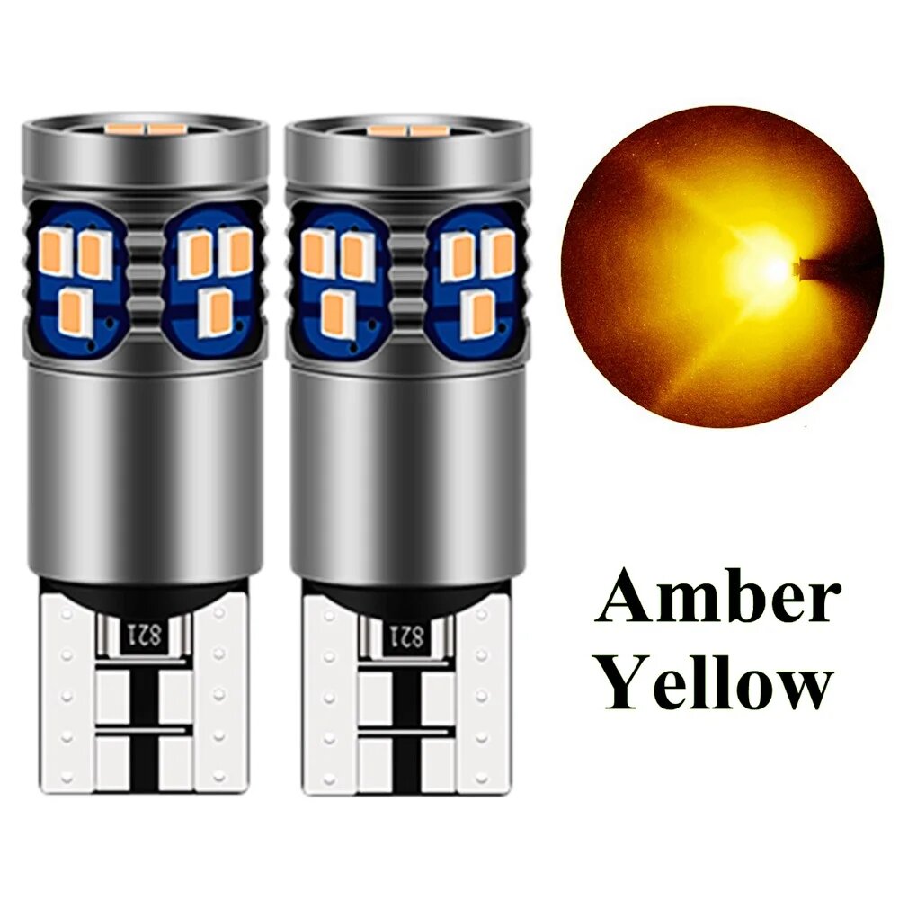 2PCS T10 W5W Супер яркие светодиодные автоматические клиновые парковочные лампы Canbus без Желтый