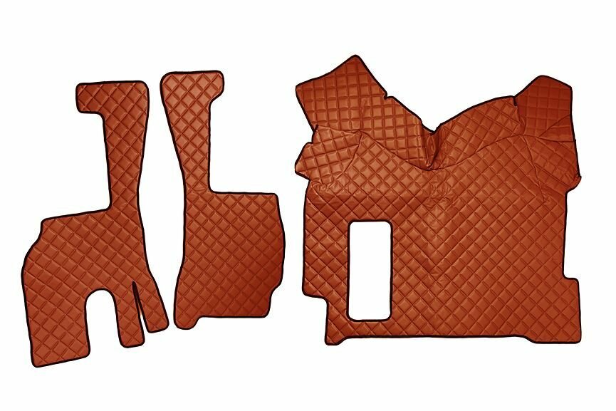 Коврик в кабину грузовика VOLVO с 2002г (Автомат, выдвижной ящик) стеганый Коричневый