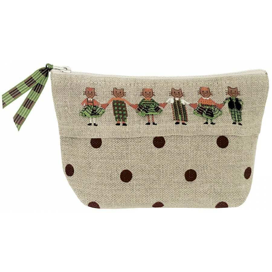 Набор для вышивания косметички CHATS ECOSSAIS VERT (Зеленые шотландские кошечки)