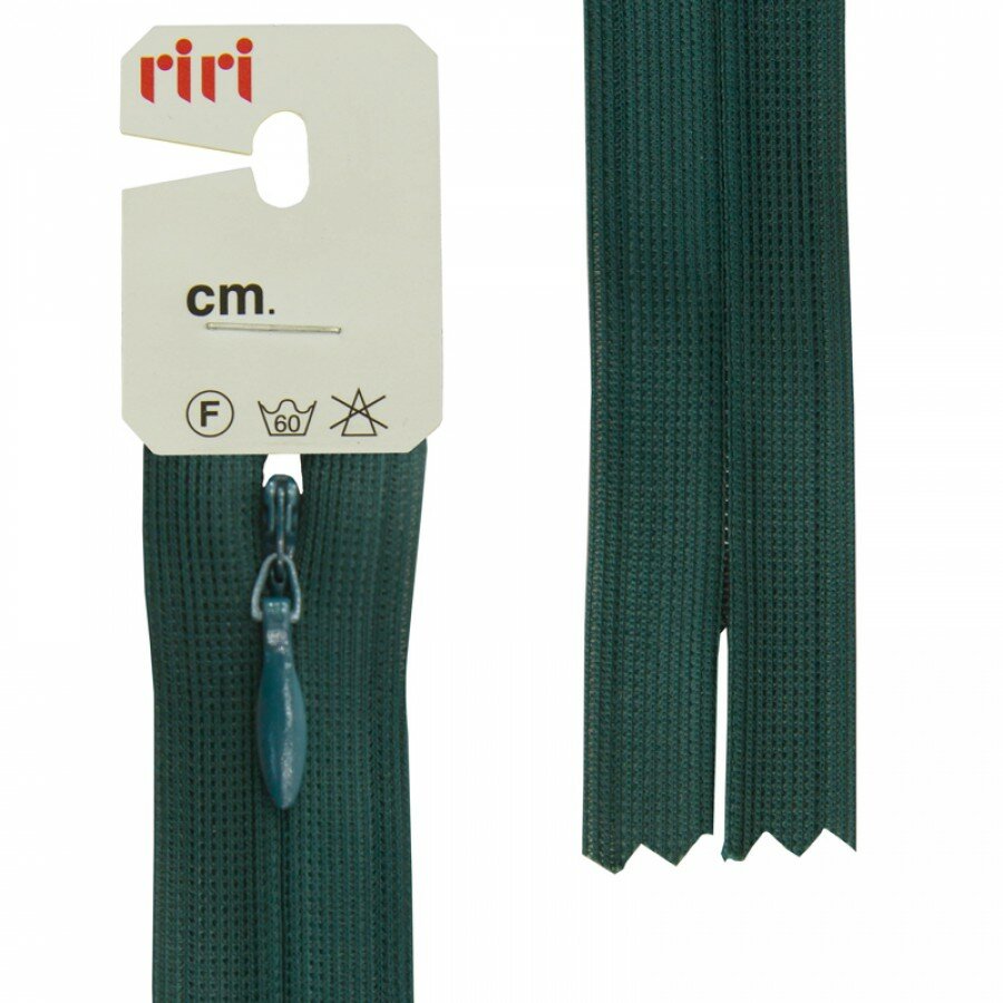 Молния потайная неразъемная, Т3, 22 см, цвет 2723, изумрудно-зеленый темный