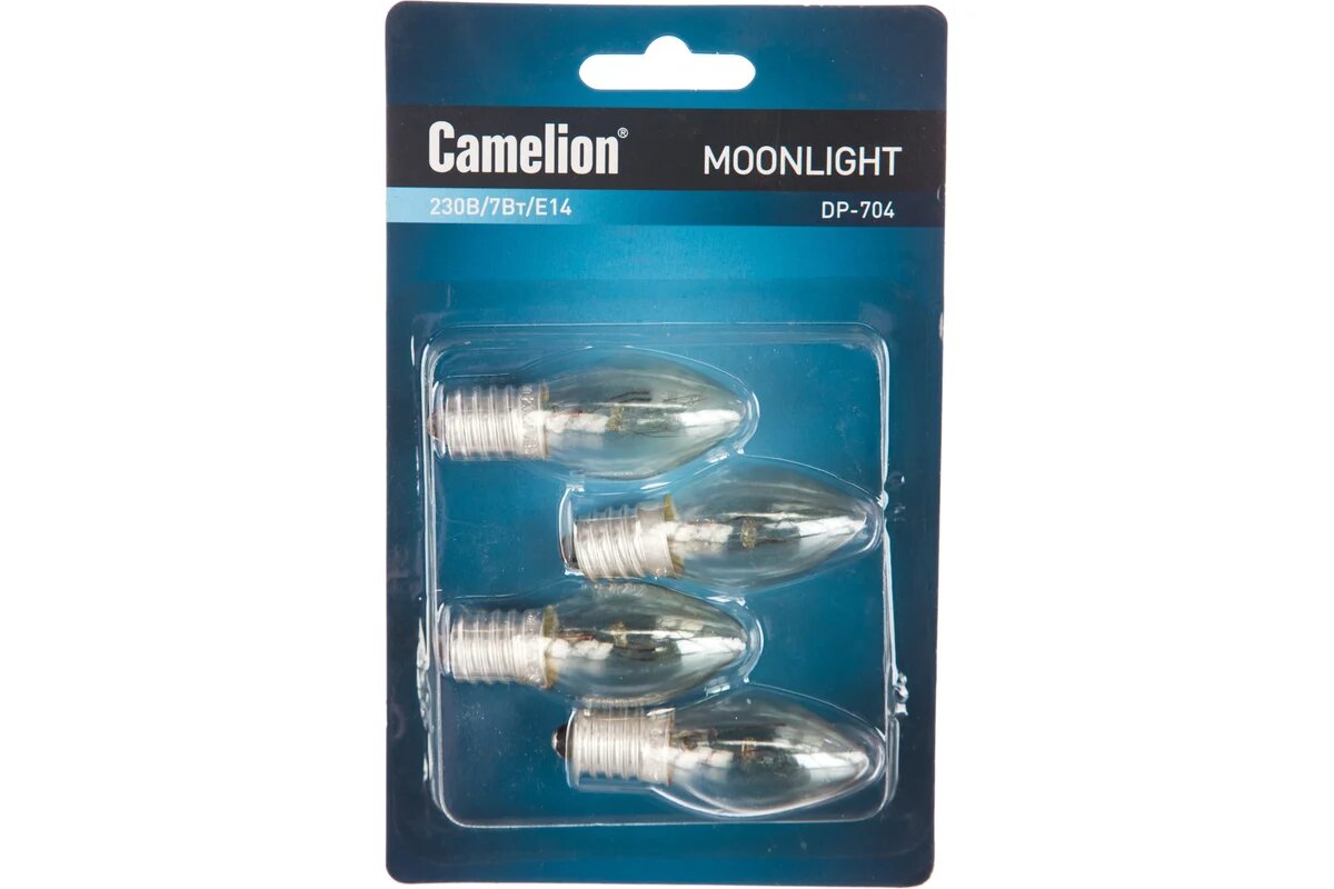 Camelion DP-704 BL-4 7077 запасная лампа накаливания прозрачная 220V 7W E14 для ночника